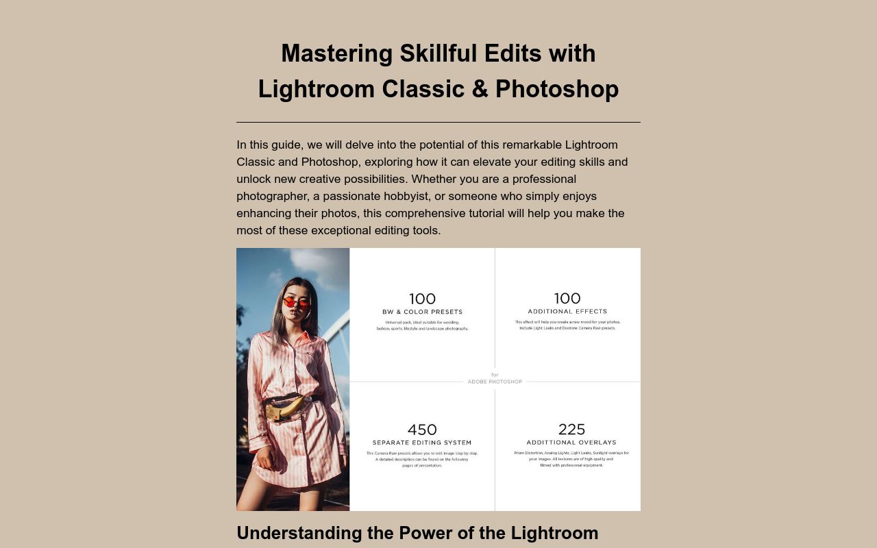 Mastering Skillful Edits with Lightroom Classic & Photoshop